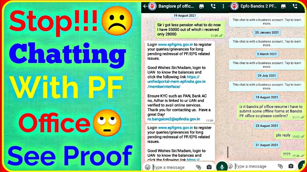 Stop !!!😟 | Stop Chatting with PF office on WhatsApp 2021 with proof ...