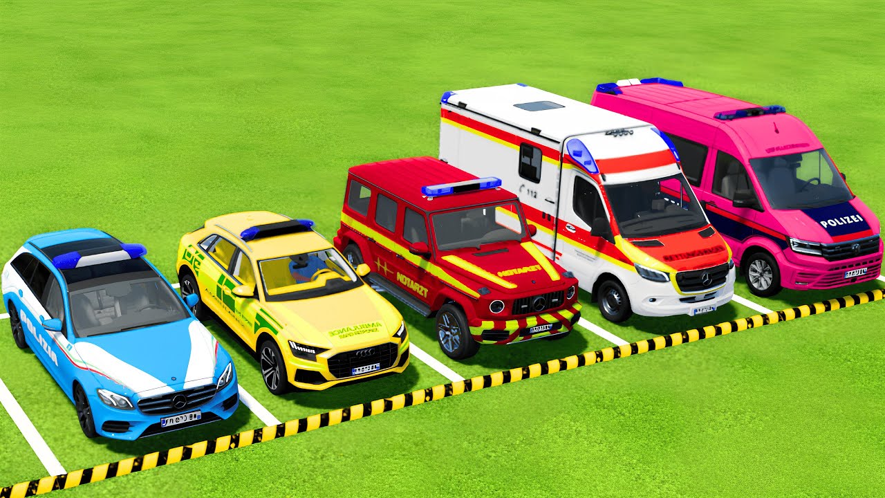 TRANSPORTING POLICE CARS & AMBULANCE EMERGENCY VEHICLES WITH TRUCKS ...