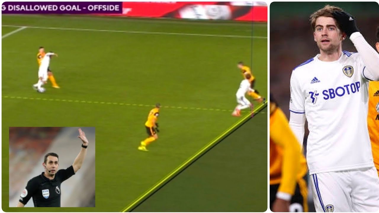 Patrick Bamford goal disallowed by offside VAR (Wolves 1-0 Leeds) - YouTube