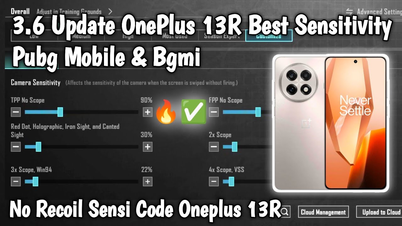 3.6 Update OnePlus 13R Best Sensitivity Pubg Mobile & Bgmi | No Recoil Sensi Code Oneplus 13R ...