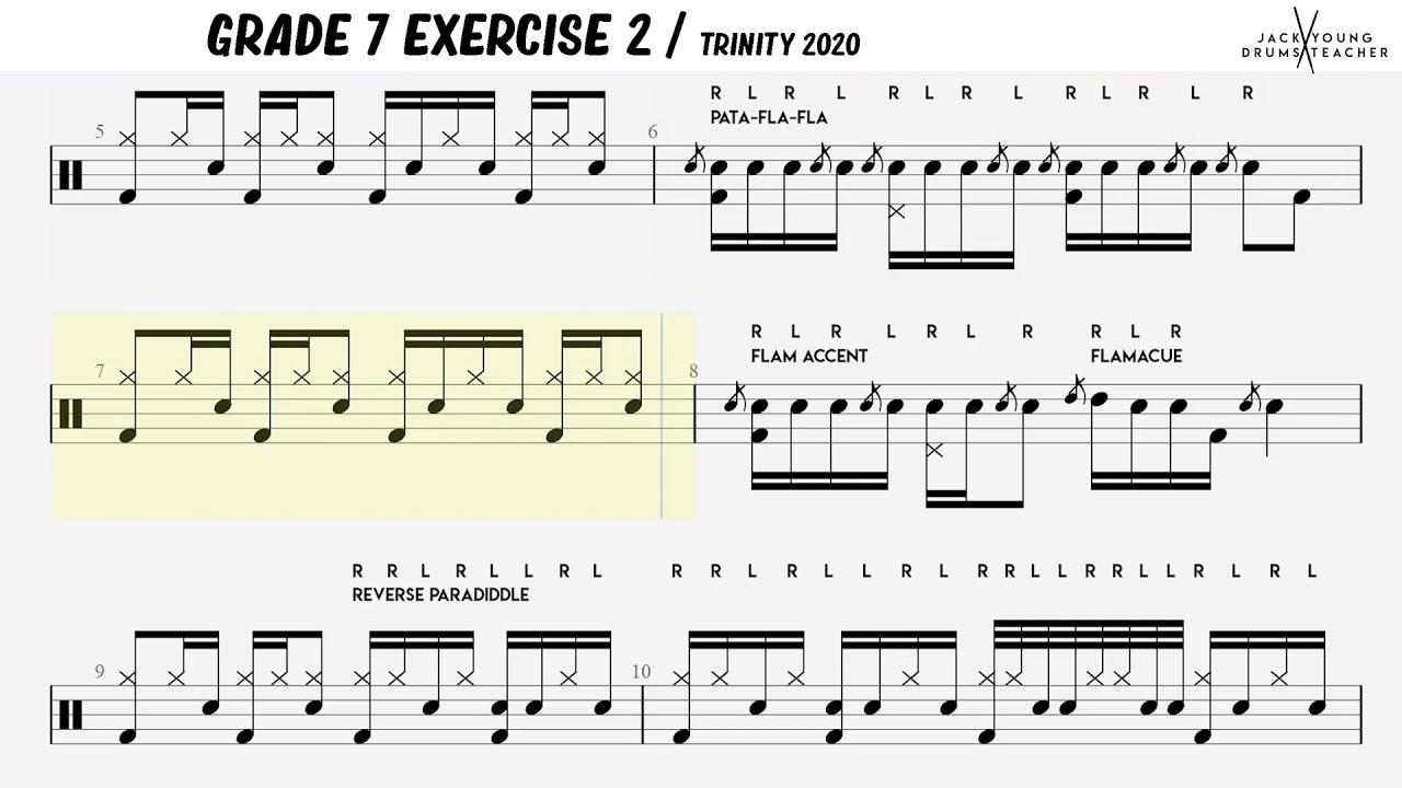 Grade 7 Exercise 2 - Trinity Drums 2020 - YouTube