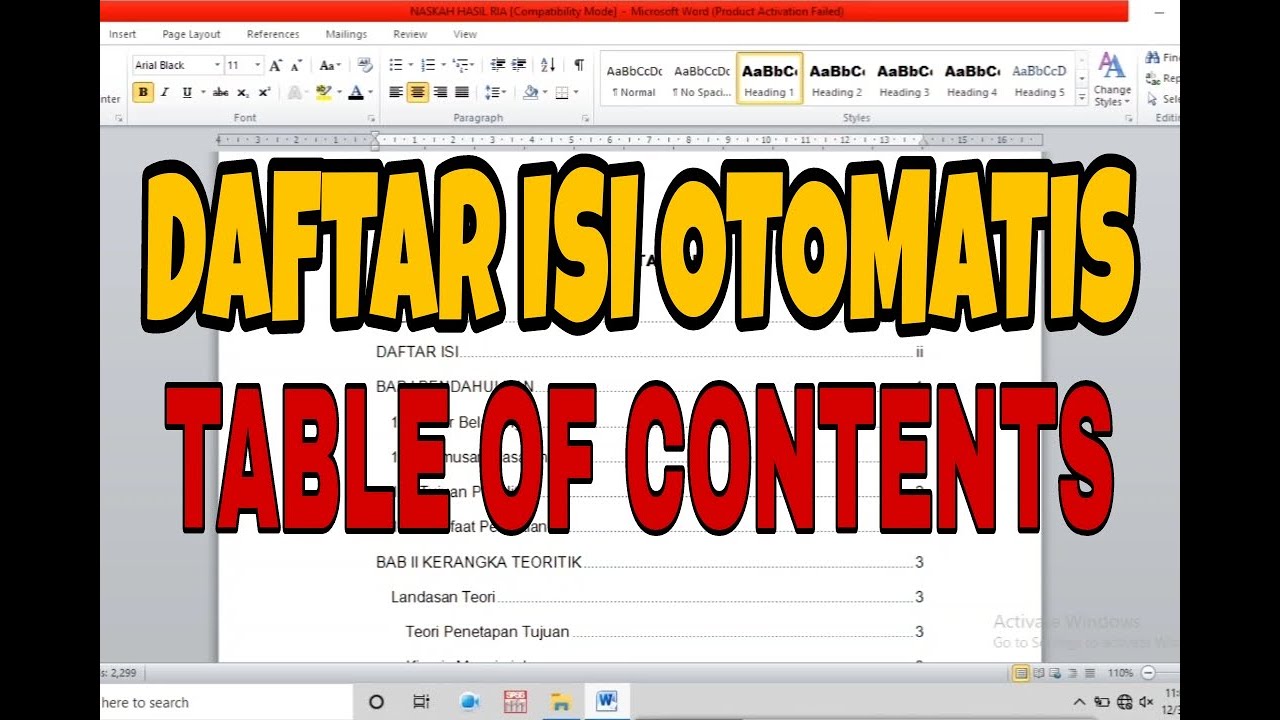 CARA MEMBUAT DAFTAR ISI OTOMATIS | TABLE OF CONTENTS - YouTube