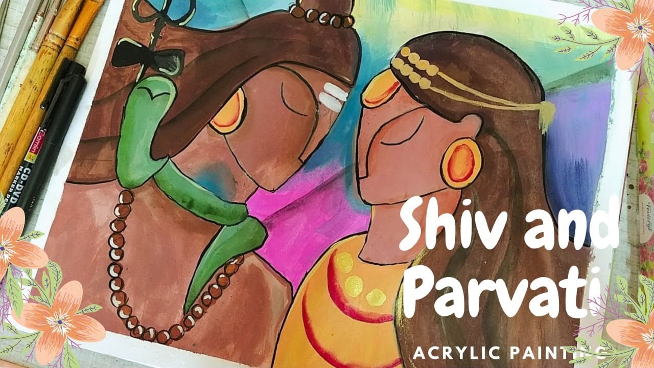 Shiv and Parvati Abstract painting | Acrylic Painting | The Design ...