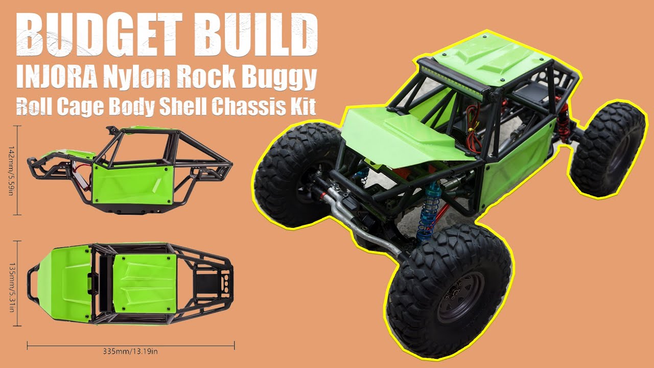 BUDGET BUILD RC Crawler INJORA Nylon Rock Buggy Roll Cage Body Shell ...