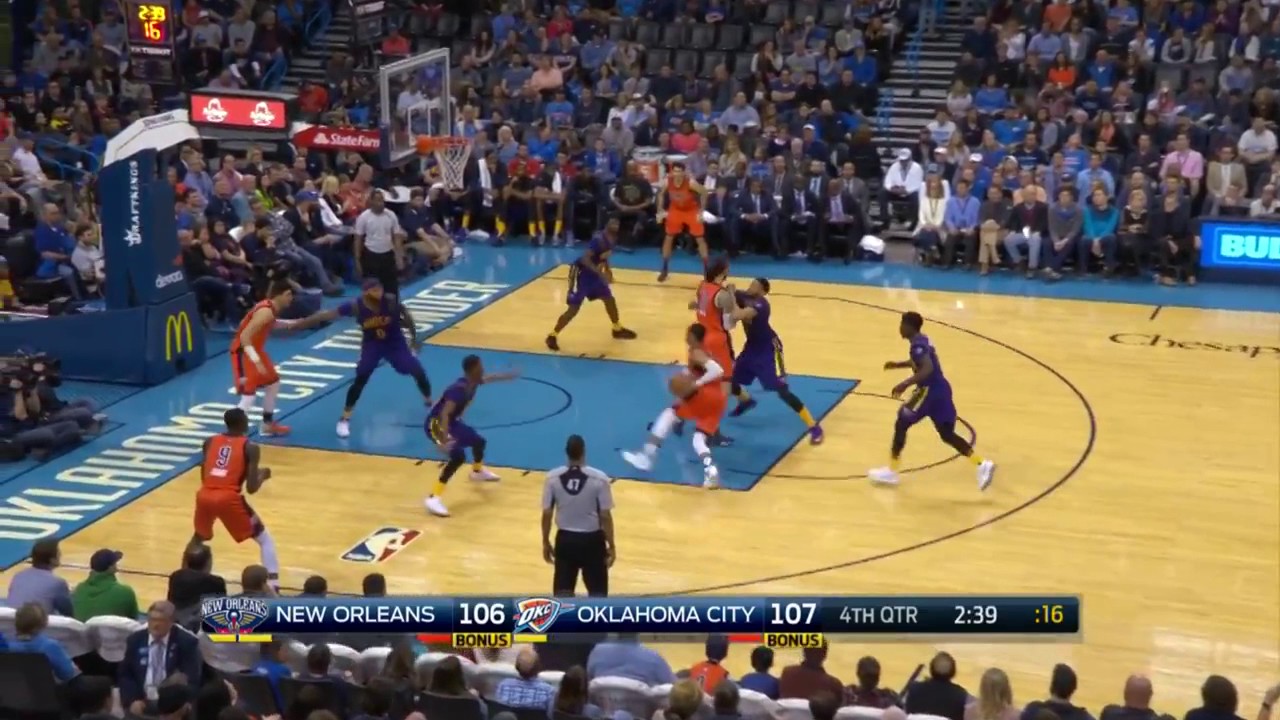 Russell Westbrook Posterizes DeMarcus Cousins Okc VS Pelicans - YouTube