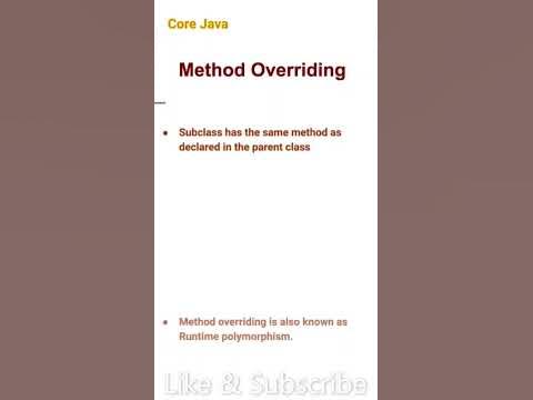 core Java | method Overriding | Java #shorts #viral #corejava - YouTube