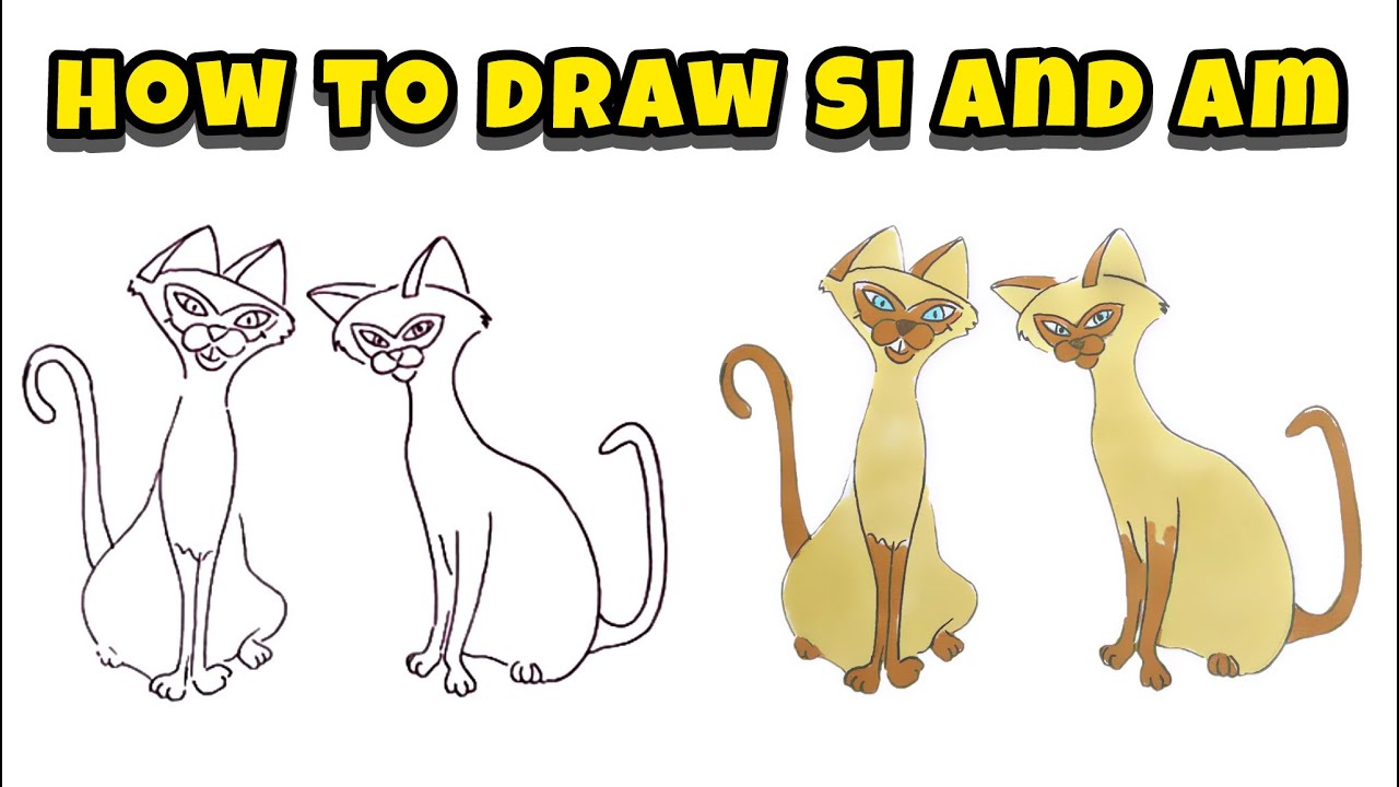 How to Draw Sinister Si and Am from Lady and the Tramp – Siamese Cat ...