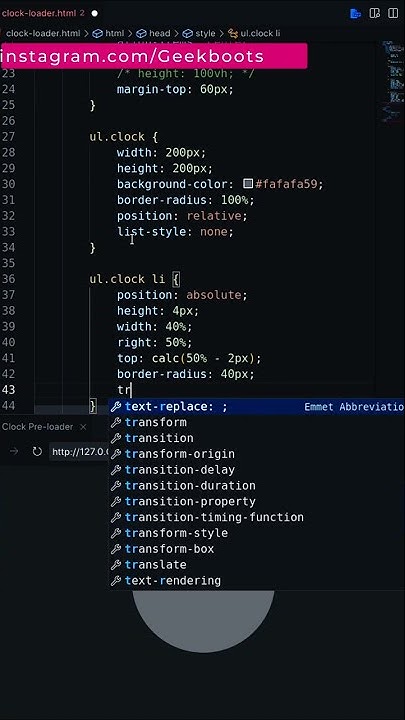 How to create Clock Loading Animation using HTML CSS only | Geekboots - YouTube