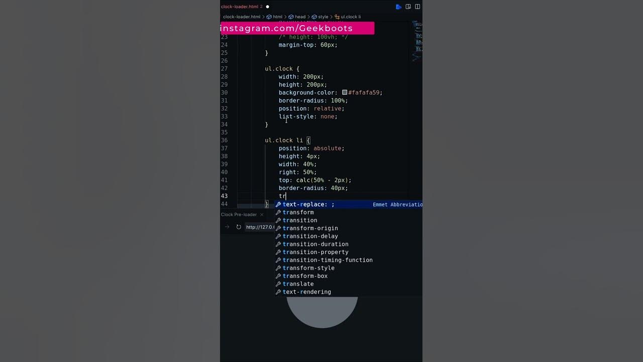 How To Create Clock Loading Animation Using Html Css Only Geekboots Youtube