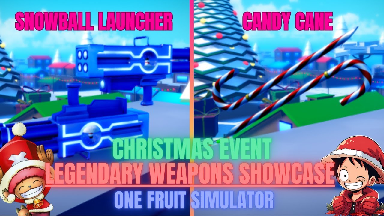 SNOWBALL LAUNCHER AND CANDY CANE SHOWCASE (ONE FRUIT SIMULATOR) - YouTube