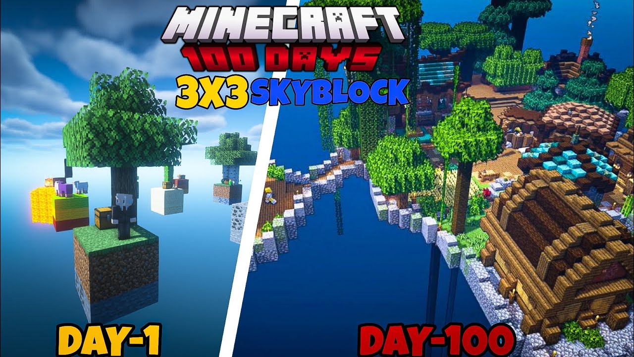 I Survived 100 Days On 3x3 SKYBLOCK in Minecraft (Hindi) - YouTube