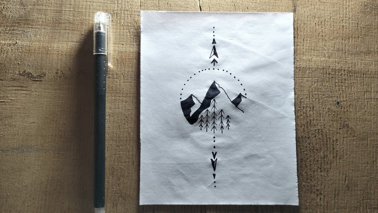 BLACK PEN DRAWING |Simple Drawing| - YouTube