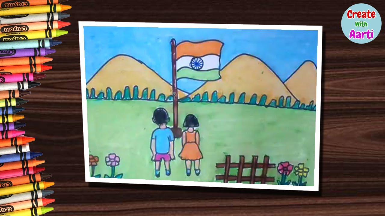 Indian Flag Crayon drawing for beginners - Indian Army wax crayon ...