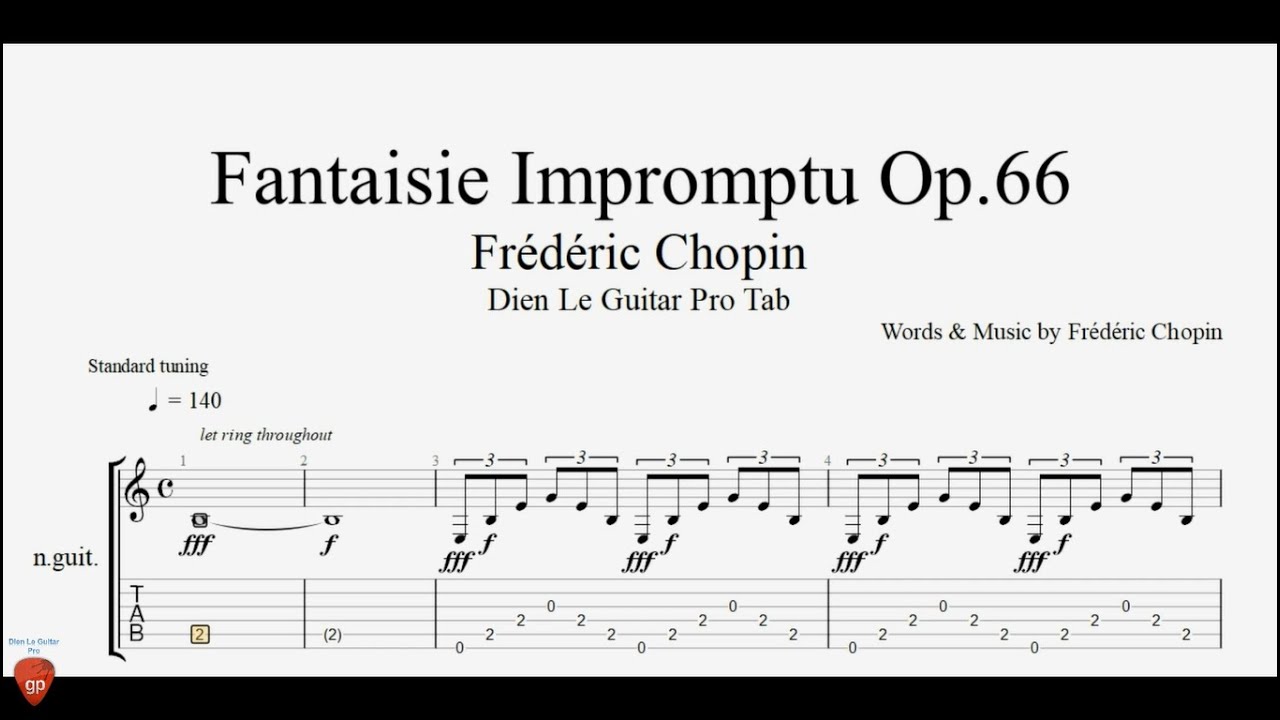 Frédéric Chopin - Fantaisie Impromptu Op.66 - Guitar TAB - YouTube