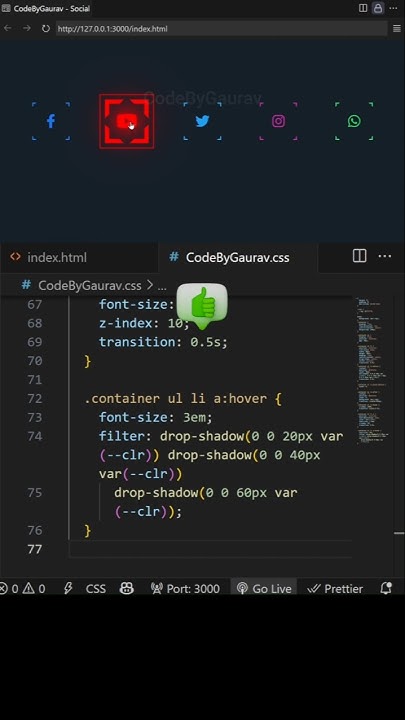 💡 Glowing Hover Effects on Social Media Buttons #webdevelopment #coding #hovereffect #shorts ...
