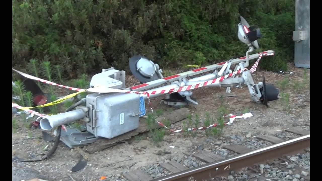 Railroad Crossing KNOCKED OVER on Carson Street!!! - YouTube