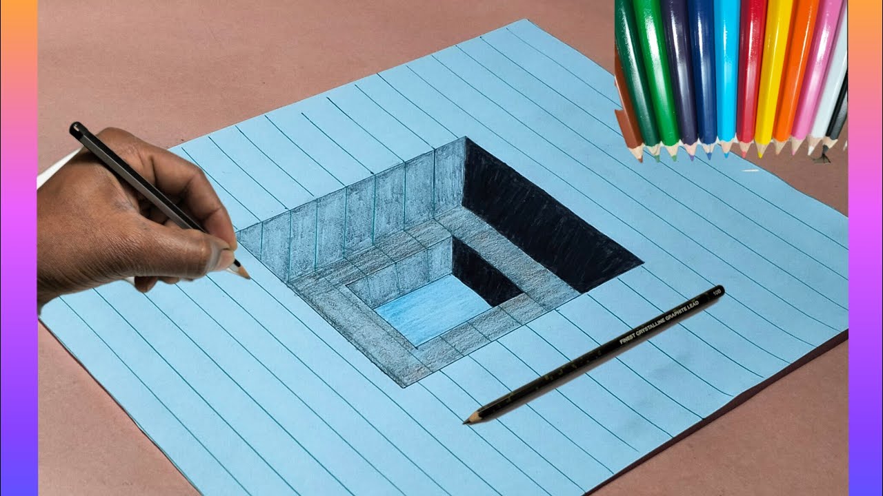 Making a 3d drawing pool step by step - YouTube
