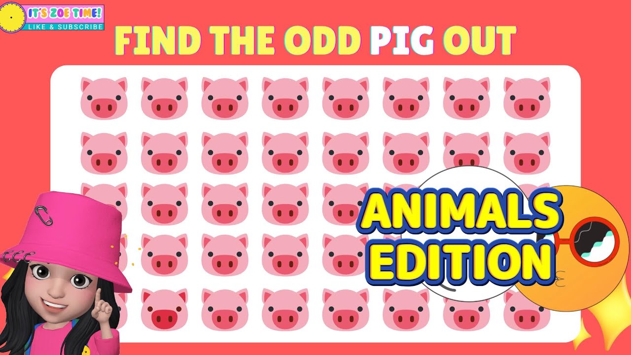 FIND THE ODD EMOJI Animal Quiz Game for Kids 🧐🕵️ Emoji Quiz, Find the ...