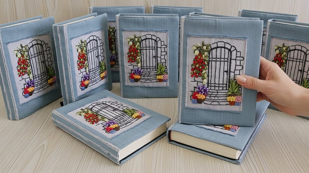 Denim Journal Cover - Embroidered Diary Cover - DIY Book Cover - YouTube