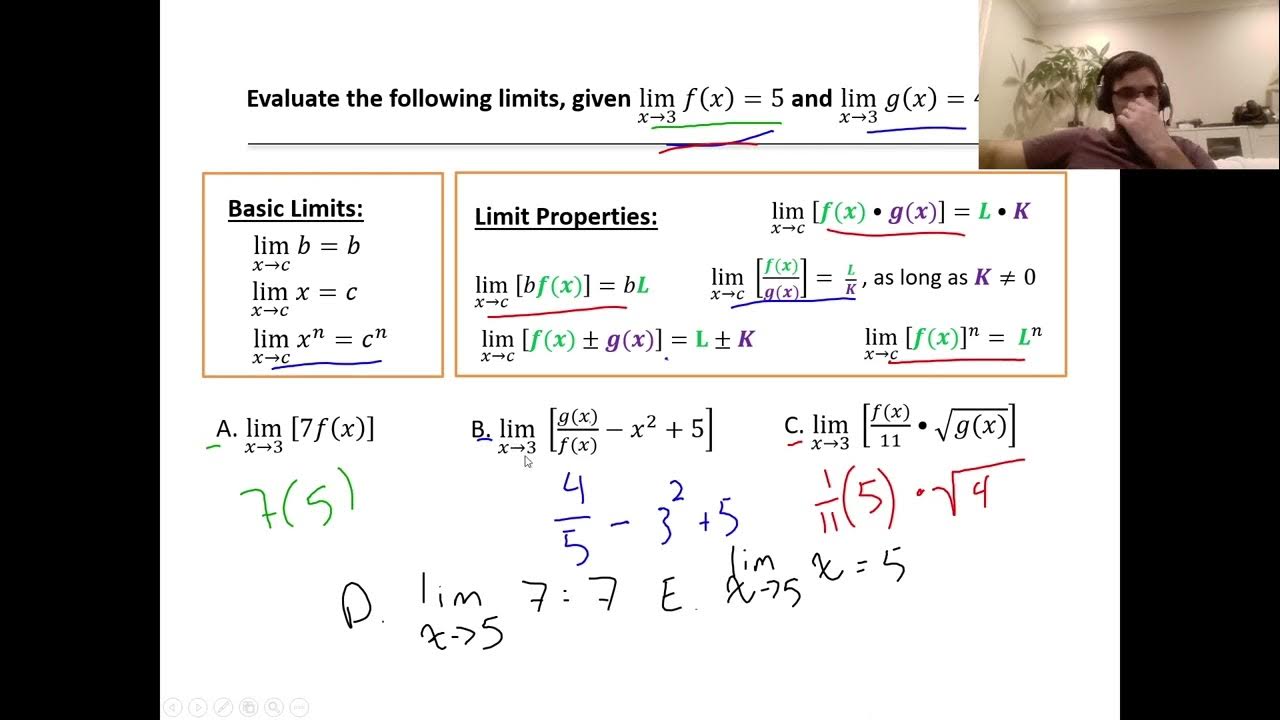 AP Calculus AB Lesson 1.5 Algebraic Properties of Limits - YouTube