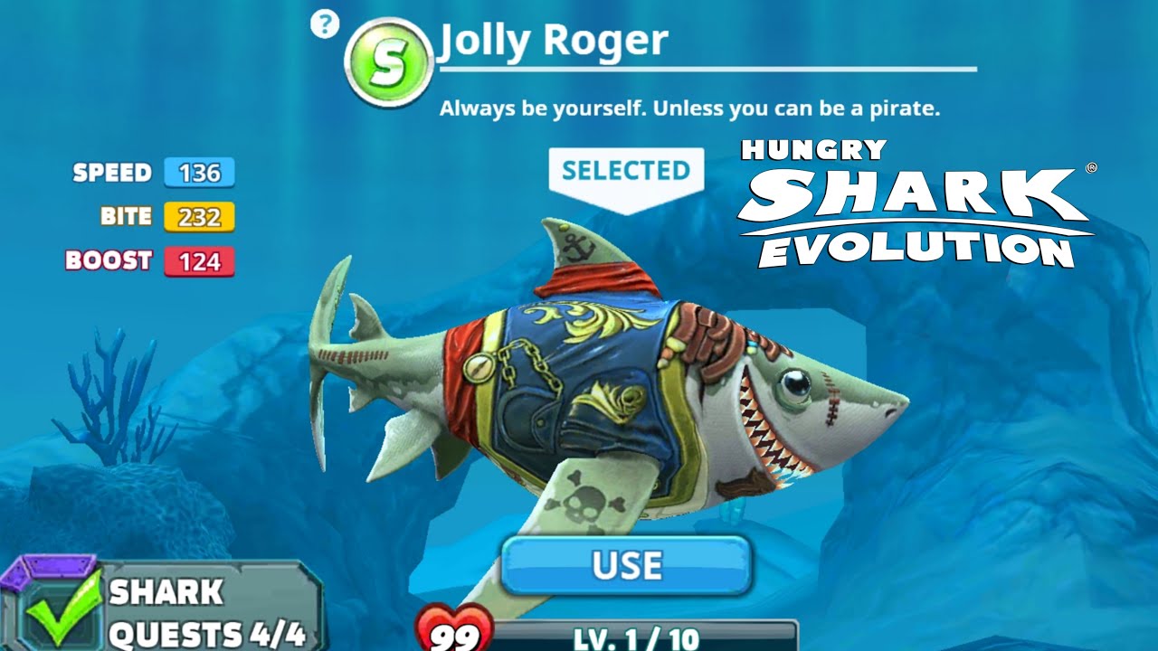 JOLLY ROGER SKIN GAMEPLAY HUNGRY SHARK EVOLUTION | KAIJU GAMER PH - YouTube