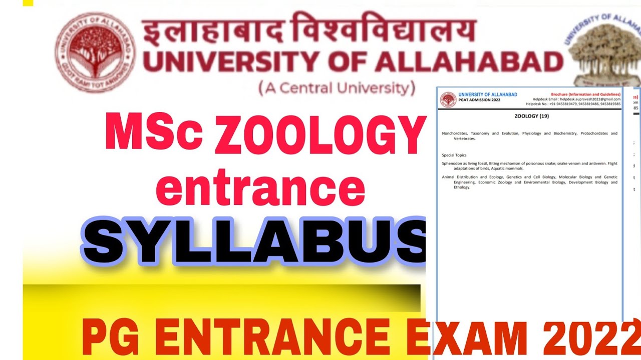 MSc Zoology entrance syllabus & paper pattern university of Allahabad ...