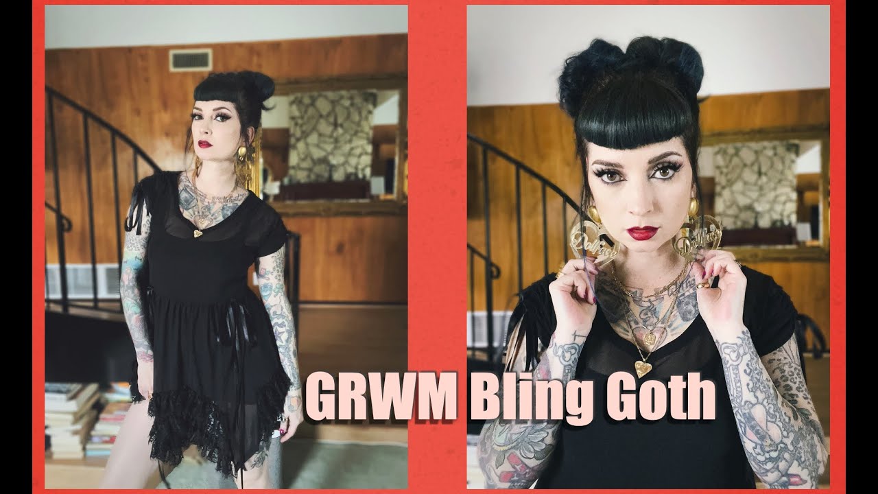 OOTD GRWM: Gold Bling Goth by CHERRY DOLLFACE - YouTube