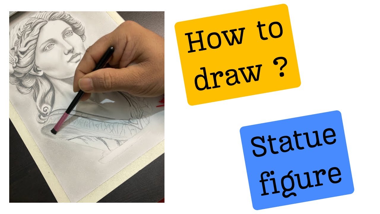 How to Draw with Graphite Pencils: Realistic Statue and Female Figure ...