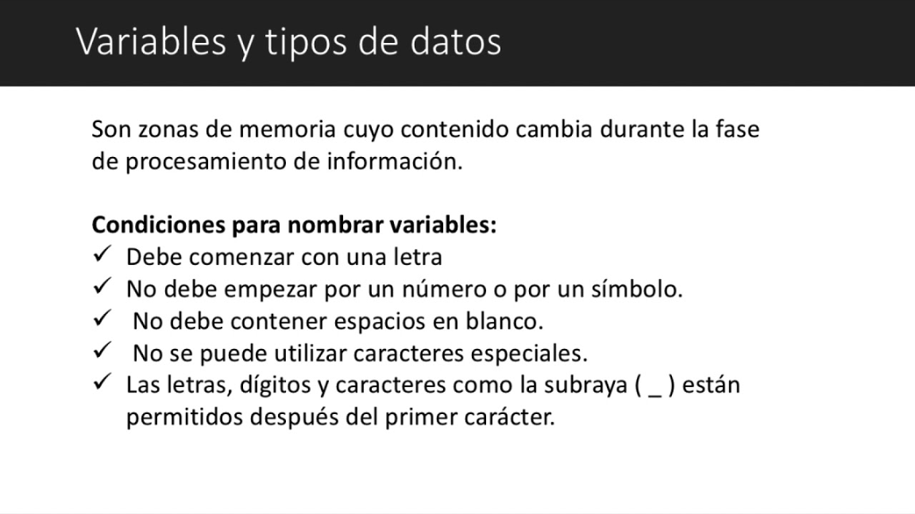 Definición de Algoritmos Variables y tipos de datos - YouTube