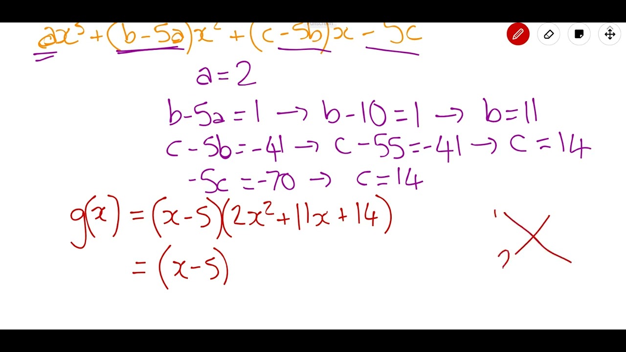 A Level Maths exam question on factor theorem, algebraic long division ...