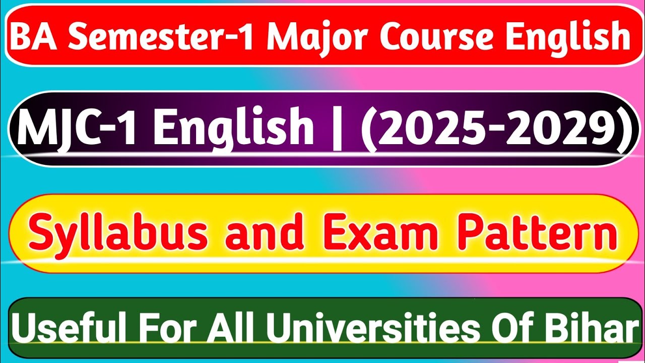 BA Semester-1 English Honours Syllabus | Major Course English | Session 2025-2029 | MJC-I ...