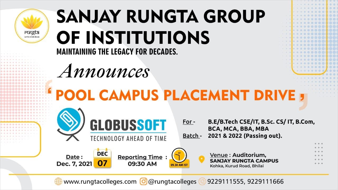 GLOBUSSOFT- POOL CAMPUS PLACEMENT DRIVE AT SRGI - YouTube