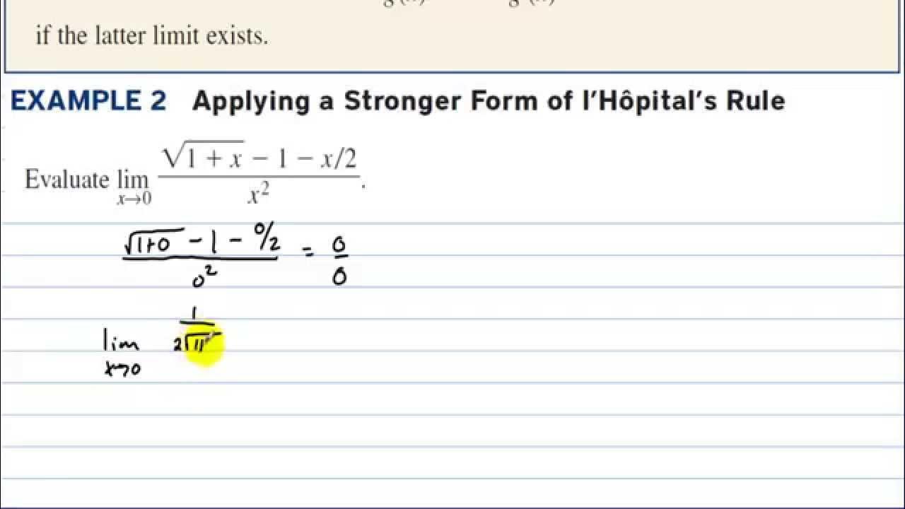 AP Calculus Section 9.2 L'Hopital's Rule - YouTube