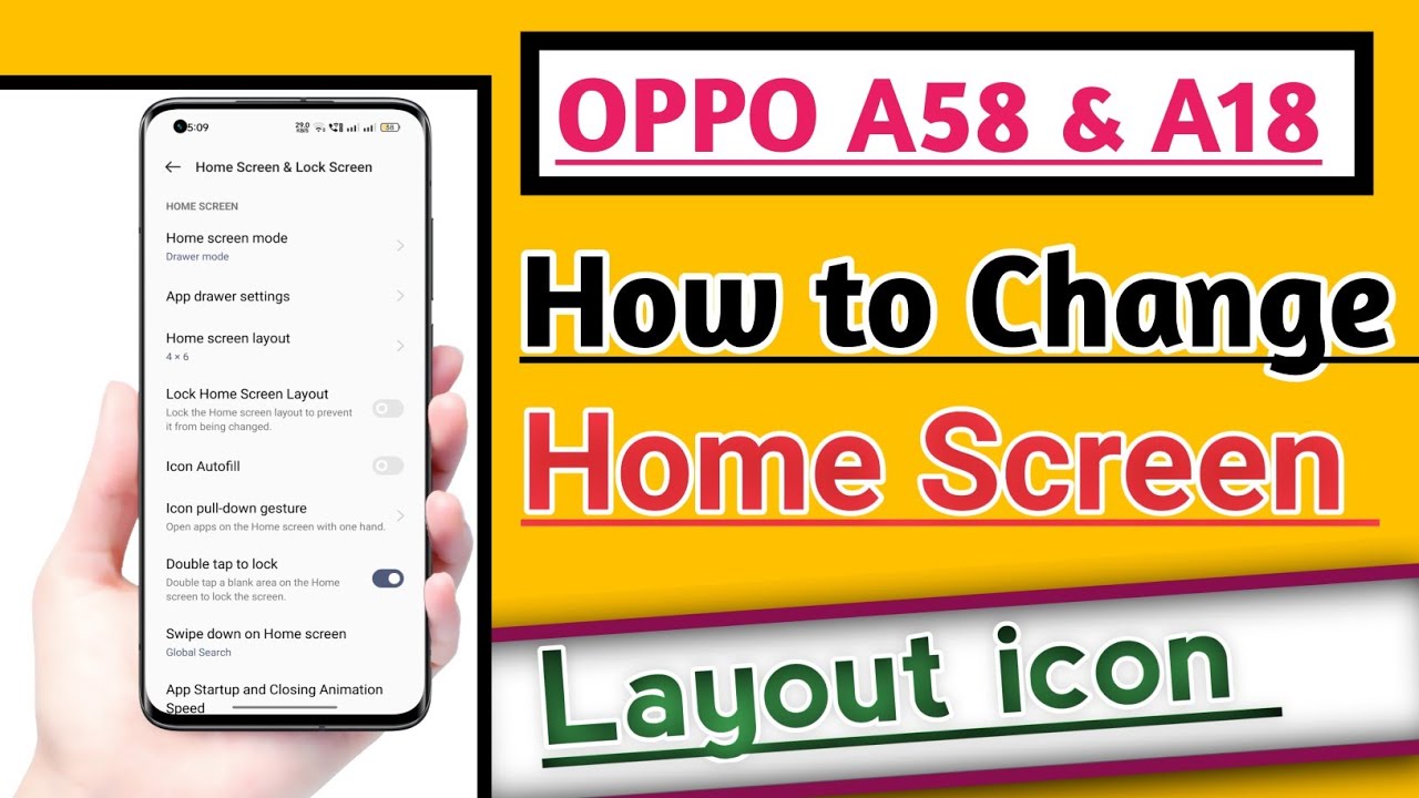 OPPO A58 & A18 How to Change Home Screen layout icon | Home Screen ...