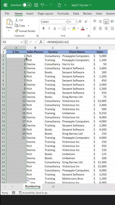 Dynamic number series in excel #viral #exceltricks - YouTube