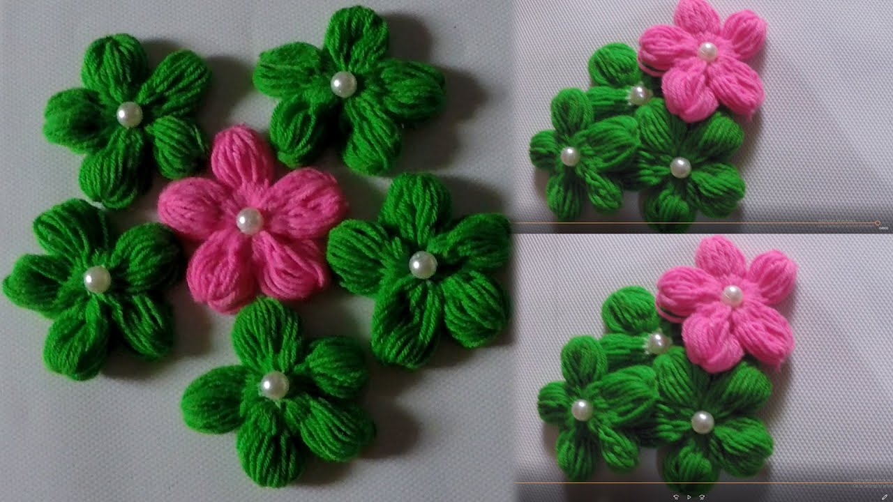 Flowers with woolen thread - YouTube