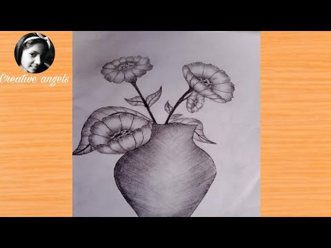 How to draw flower pot |A flower pot |easy flower pot |pencil sketch ...