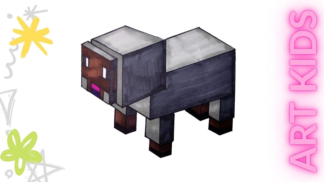 How to draw a sheep from Minecraft - draw by steps - YouTube