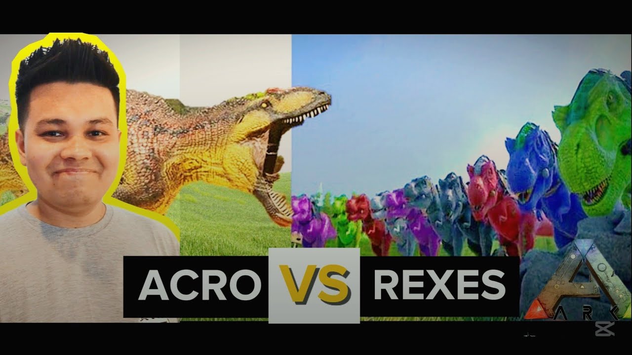 Epic T-Rex Army Vs Savage Acro | ARK Survival Evolved - YouTube