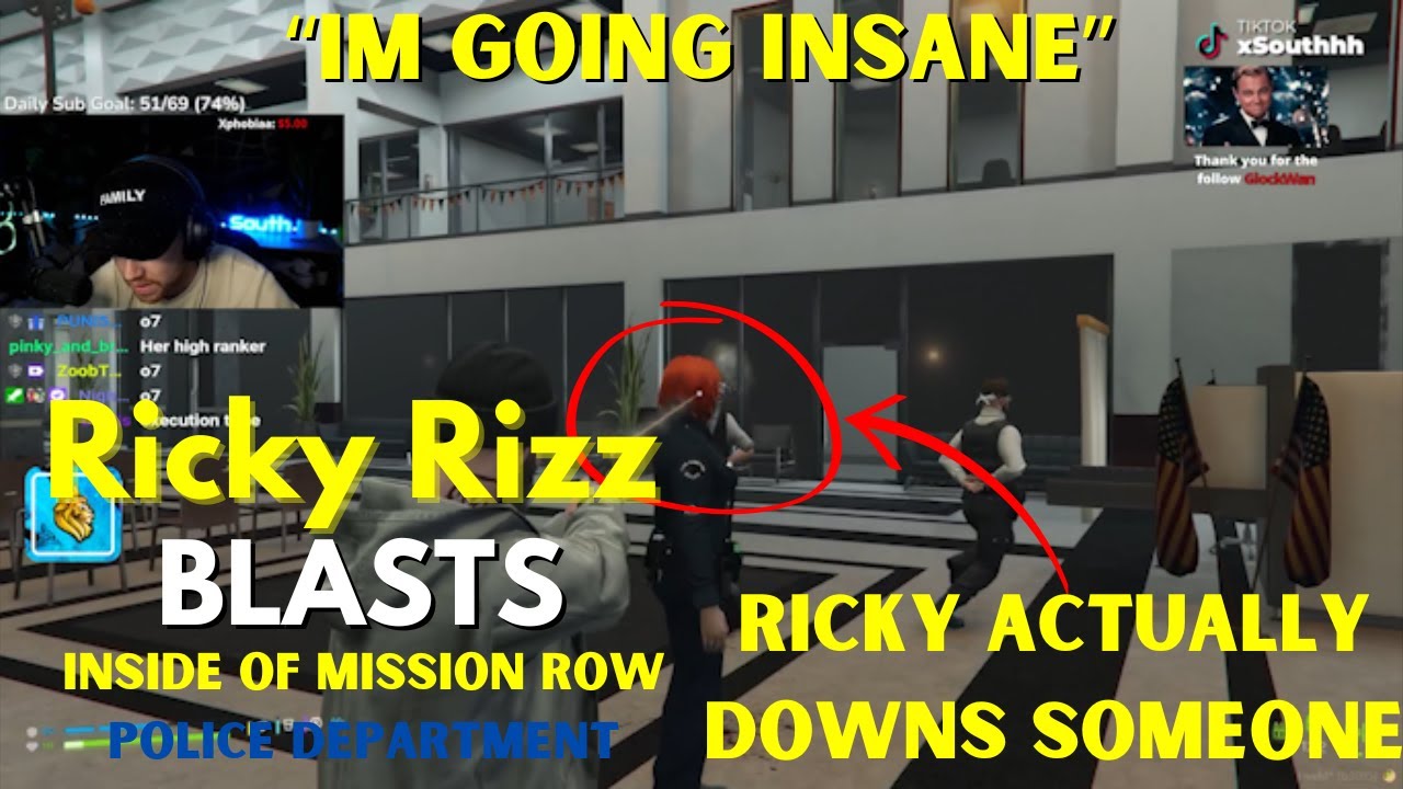 Ricky Rizz walks into MRPD BLASTING cops while CG watches #gtarp ...
