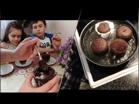 SOKOLADLI SUFLE TAVADA HAZIRLANMASI. SOKOLAD LAVASI RESEPTI (20deq hazir olan)