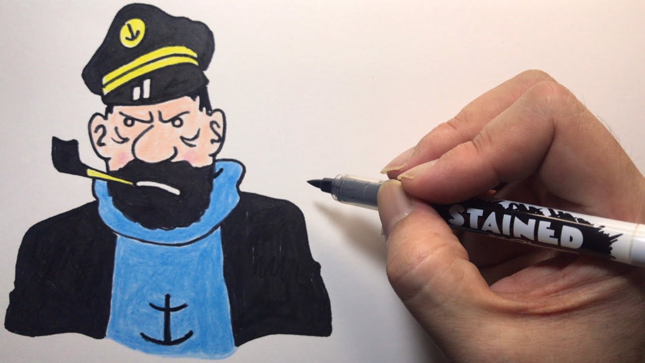 How To Draw Captain Haddock | art for kids - YouTube