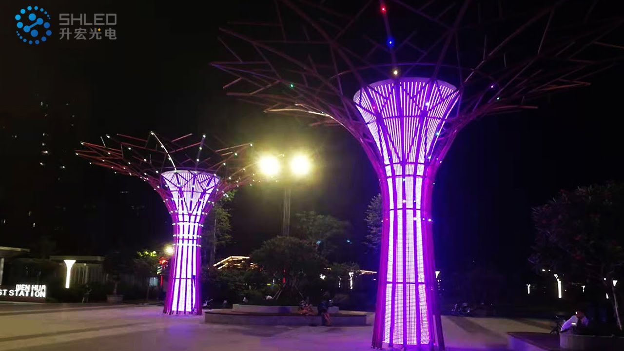 outdoor Architectural life tree point light source lighting case - YouTube