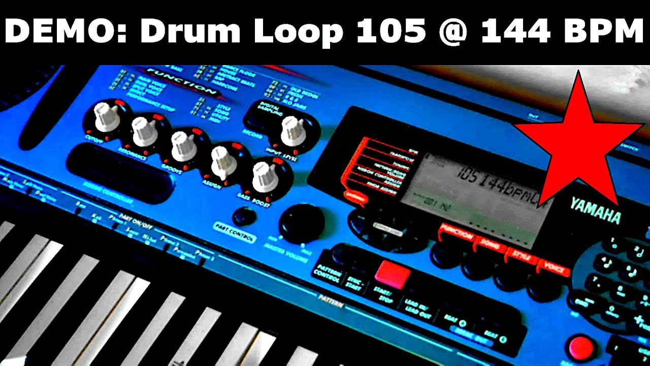Short Demo - Yamaha DJX Drum Loop 105 at 144 BPM - YouTube