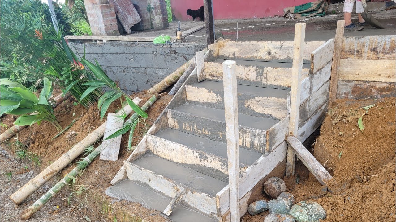 Escalera de cemento y muro en 2 dias les recomiendo - YouTube