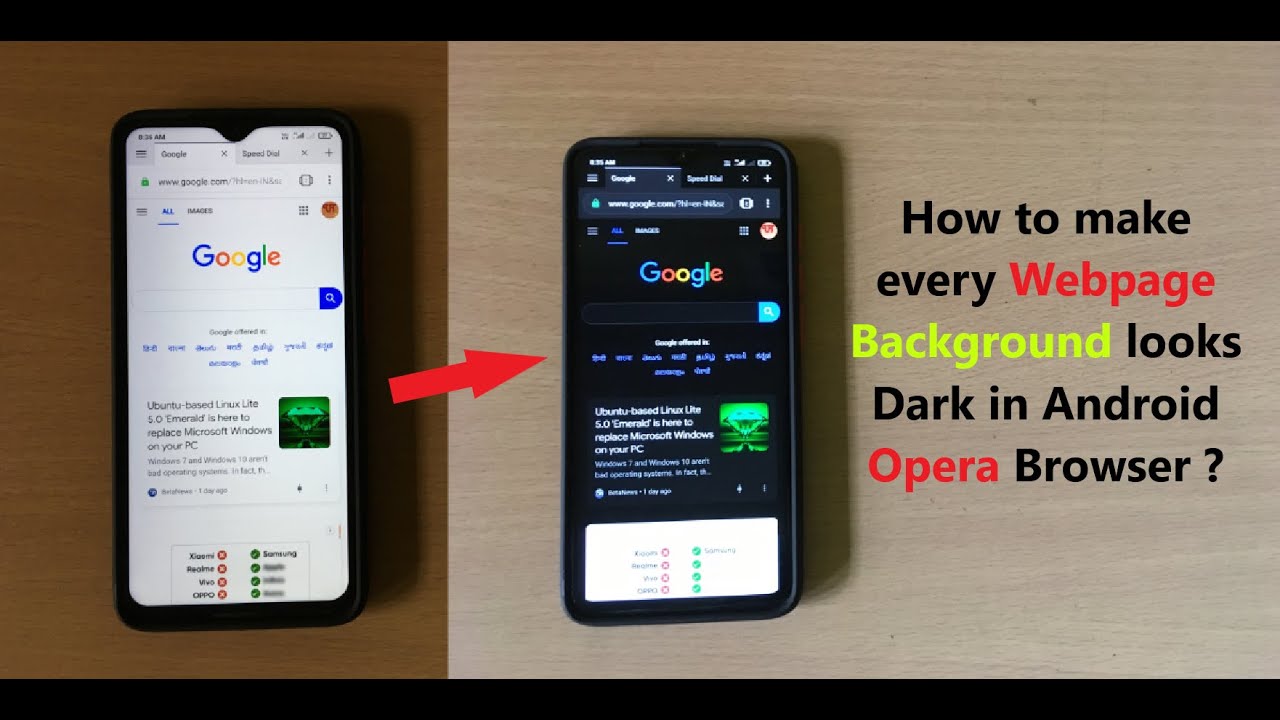 How to make every Webpage Background looks Dark in Android Opera Browser ? - YouTube