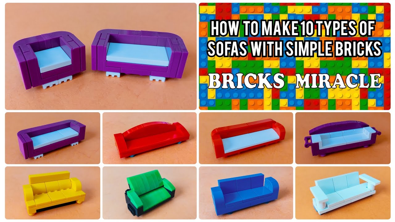 how to make 10 types of sofas (couches) with simple bricks. - YouTube