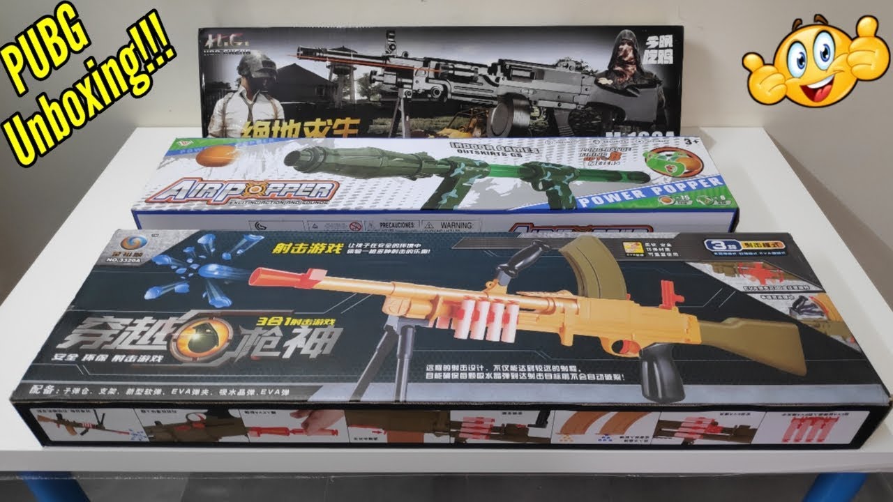 PUBG Toy Guns M249, RPG, FreeFire Toy Gun Unboxing - YouTube