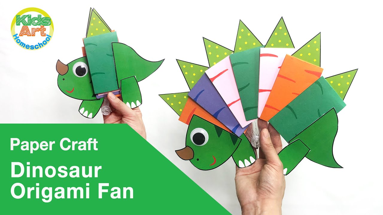How to Make Dinosaur Origami Fan | Art Crafts for Kids - YouTube