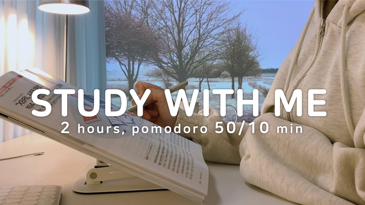|STUDY WITH ME| 2HOURS, pomodoro 50/10, No music, Fireplace, 스터디윗미 ...